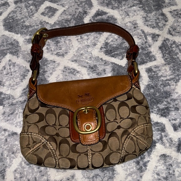 Coach | Bags | Y2k Vintage Coach Brown Leather Canvas Signature Mini ...
